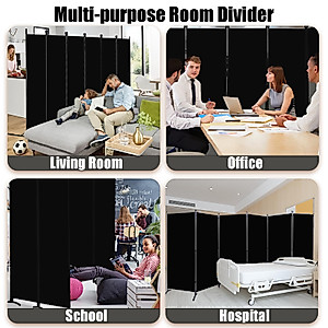 Room Divider-6 Panels Black Folding Privacy Screens, 6 ft Partition Room Dividers Wall for Separation, Home, Office, Classroom, Studio