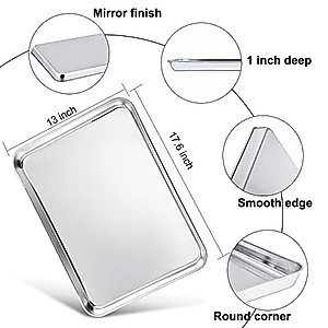 TeamFar Baking Sheet, 17.6’’ x 13’’ x 1’’ Stainless Steel Large Cookie Sheet Baking Tray Pan for Oven, Non-Toxic & Healthy, Rust Free & Heavy Duty, Mirror Finish & Dishwasher Safe