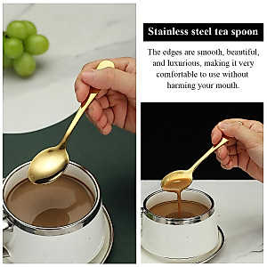 Evanda 12 Pieces Gold Teaspoons, Gold Titanium Plating Stainless Steel 14cm Tea Spoon, Cutlery for Tea, Coffee, Cake, Dessert, Salad, Dishwasher Safe
