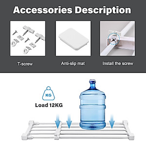 Geetery 4 Pcs Closet Tension Shelf Metal Expandable Closet Shelf Dividers Adjustable DIY Shelf Separators in Closet Tension Rod Storage Rack for Cabinet Kitchen Wardrobe (15''-21.65'' X 9.45'')