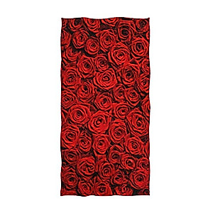 Naanle 3D Beautiufl Natural Red Roses Print Valentine's Day Soft Guest Hand Towel for Bathroom, Hotel, Gym and Spa (16 x 30 Inches)