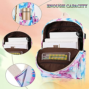 Woosir Girls Backpack for School Backpacks Tie Dye Kids Bookbags School Bags with USB Charger Port Back to School Backpack Gift School Supplies for Kids Teen Girls Elementary with Lunch Box