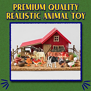 Bedwina Farm Animal Toys - Pack of 12 - Plastic Farm Animals for Kids, Realistic 3-5 Inch Ranch / Barnyard Animal Toy Figures Styles Include Sheep, Horse, Goat, Duck, Chicken, Turkey, Cow, Pig