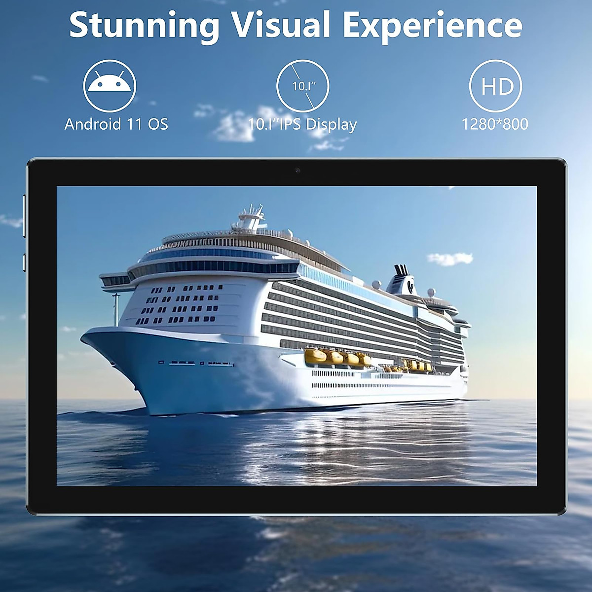 6GB RAM+128GB ROM Android Tablet, 10 Inch 2 in 1 Tablets with Keyboard Mouse Case Stylus, 2.4G/5G Wifi6 BT 5.0, 2.0Ghz Quad-core Computer Tablet, 1280*800 HD Touch Screen, 8MP Camera, 6000mAh Battery