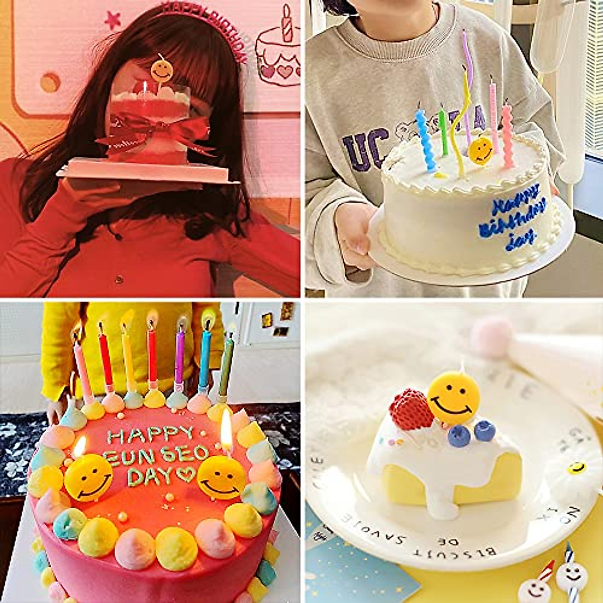 5 Pcs Smiley Face Birthday Candles, Smile Expression Candles, Birthday Cake Decorations