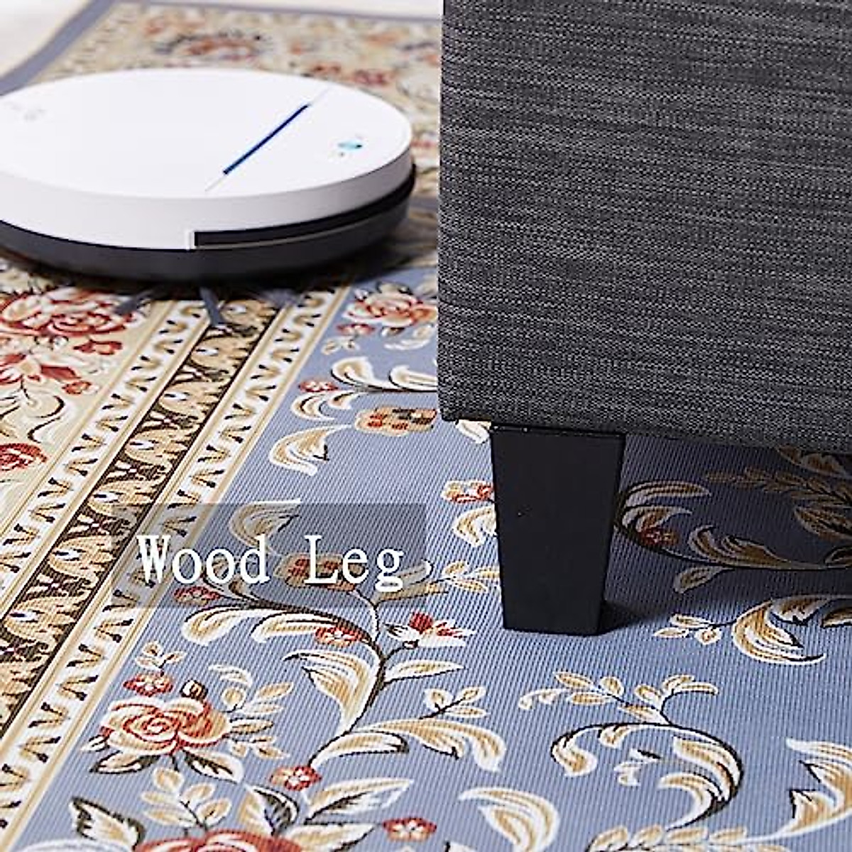 Jocisland Upholstered Bed Frame King Size Wingback Platform Bed Frame Tufted and Headboard Tall Linen Bed Frame/No Box Spring Needed/Wood Slat (Dark Grey)