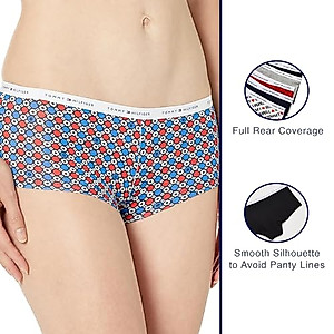 Tommy HilfigerWomensClassic Cotton Boyshort Panties—5 PackVarsity Letter/Grey/Multi Th/Navy/BeetrootSmall