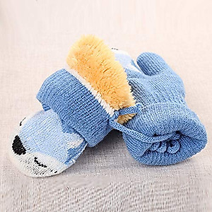 Baby Toddler Boys Girls Cute Winter Warm Fleece Fox Mittens Gloves with String Novelty Christmas Gifts (6months-3years, A pack of 4 pairs)