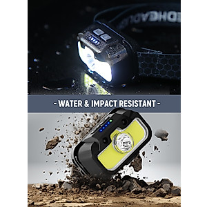 HOKOILN Headlamp Rechargeable, 2 Pack 1300 Lumen Ultra-Light Bright Head Lamp with White Red Green, 14 Modes Adjustable Waterproof Motion Sensor Headlight for Outdoor Camping Running Cycling Hiking