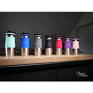 Milu Thermo Mug Insulated Cup Coffee & Tea Mug to go - 370ml, 450ml 100% leak proof - Stainless Steel Drinking Mug - vacuum insulation flask - Hot & Cold - Travel Mug (Black, 12oz (370ml))