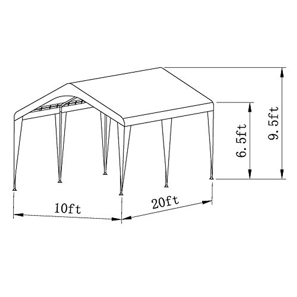 Abba Patio 10x20 ft Heavy Duty Carport Car Canopy Portable Garage Boat Shelter with Fabric Pole Skirts for Party, Wedding, Garden Outdoor Storage Shed 6 Steel Legs, Beige