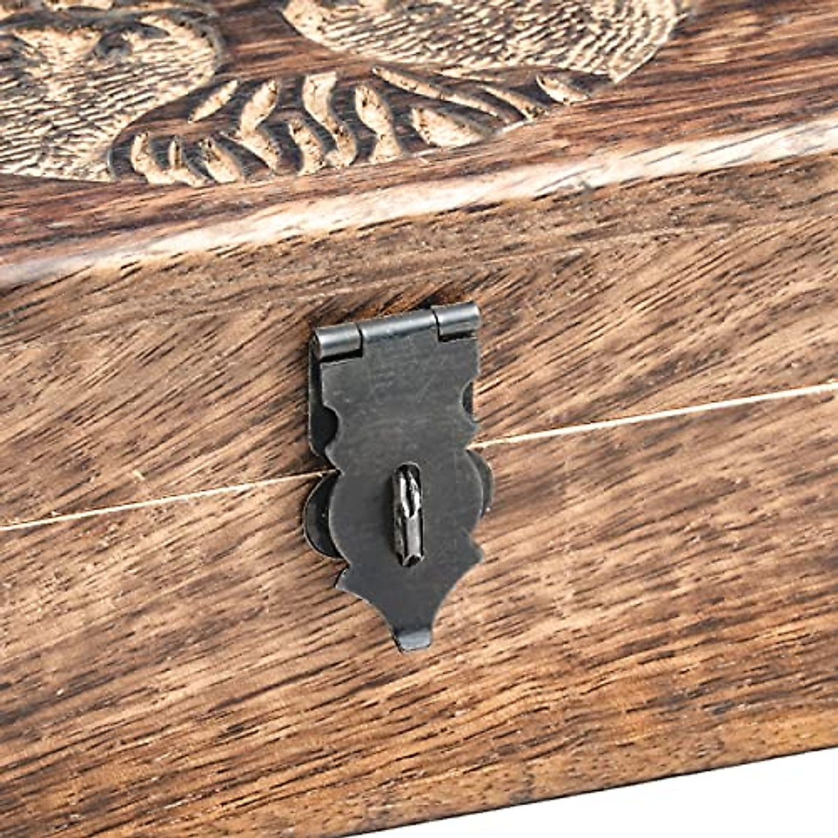 Samhita Handmade Mango Wood Tree of Life Engraving Beautifully Keepsake Box Jewellery Organiser Unique Gift Ideas for Men & Women (Flame Work Finish)