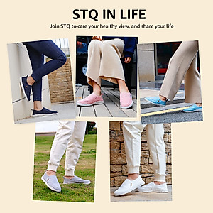 STQ Women Slip on Shoes Low Top Canvas Sneakers Comfortable with Arch Support Black US 8