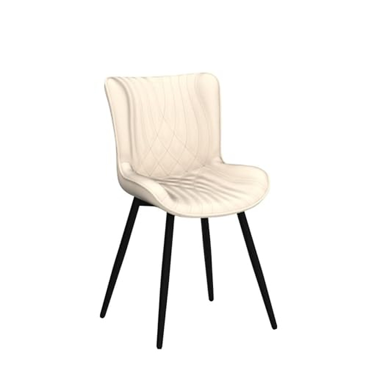 YOUTASTE Dining Chairs Set of 2 Upholstered Mid Century Modern Kitchen Dining Room Chairs Armless Faux Leather Accent Chairs Metal Vanity Lounge Chair with Back for Living Room Bedrooms,Beige