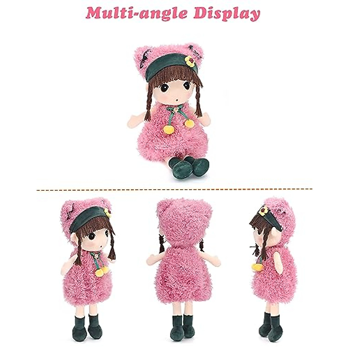 HWD Kawaii 17 inch Stuffed Plush Girl Toy Doll Good Gift for Kids Baby Lover.(Pink)