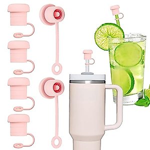 6 PCS Straw Covers Compatible with Stanley Tumbler Cups All OZ, Silicone Drinking Straw Cover Cap for Stanley Cup Accessories, Reusable Straw Protector for 6-10 mm Straw, Dust Proof Straw Topper