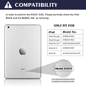 KVAGO iPad Keyboard Case 9.7 inch, Compatible with iPad 6th Generation,iPad 5th Generation, iPad Pro 9.7 inch, iPad Air 2,iPad Air, Protective Folio Cover with Wireless Bluetooth Keyboard -Black