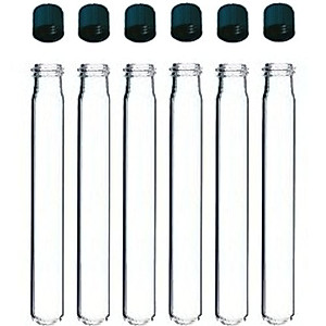 6 Pack - 5-inch, 16x125mm Pyrex Glass Test Tubes with Screw Caps