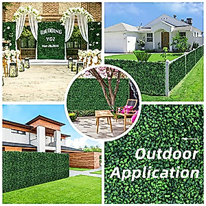 TOPNEW 12PCS Artificial Boxwood Topiary Hedge Plant UV Protection Indoor Outdoor Privacy Fence Home Decor Backyard Garden Decoration Greenery Walls 20" X 20"