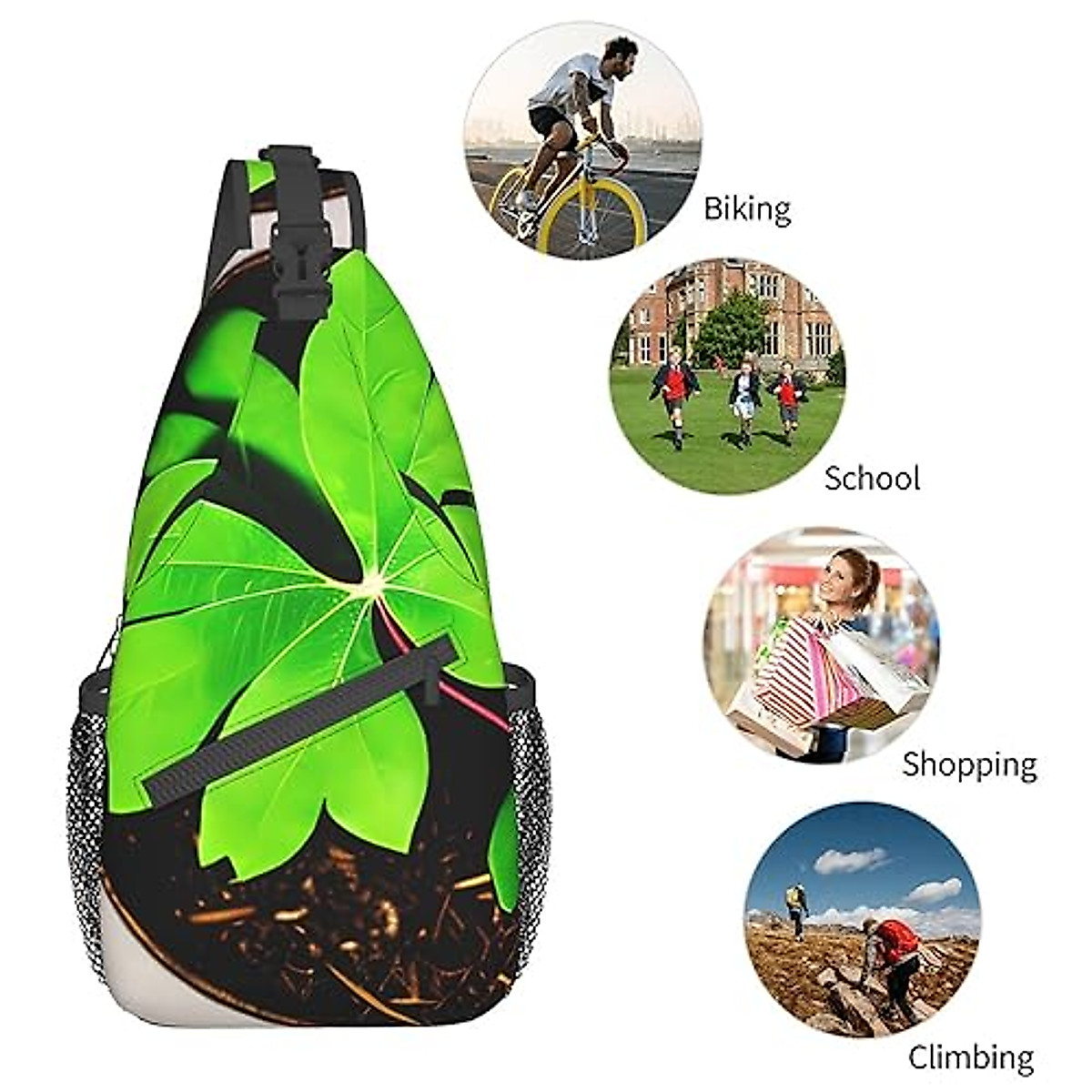 St Patricks Day Leaves High Storage Capacity Chest Bag Diagonally Sling Backpack Crossbody Shoulder Bag For Men Women