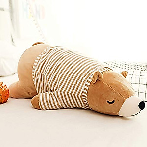 MMTTAO Stuffed Polar Bear Animal Plush Toy 20 Inch Large Brown Sleeping Bear Animal Stuff Soft Plushies Cute Dolls Collection Huggable Throw Pillow Cushion Gifts for Kids Children Boys Girls, 20Inches