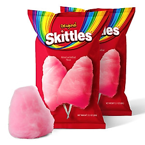 Candylandia Cotton Candy Bulk - Skittles Flavor Carnival Cotton Candy - Cotton Candy Party Favors for Birthdays, Party Themes, & More - Flavored Cotton Candy Bag - 2 Bags