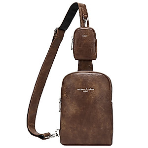 INICAT Small Sling Bag Fanny Packs Crossbody Bags with Coin Purse Gifts for Women Men （Large Version02-026 brown）