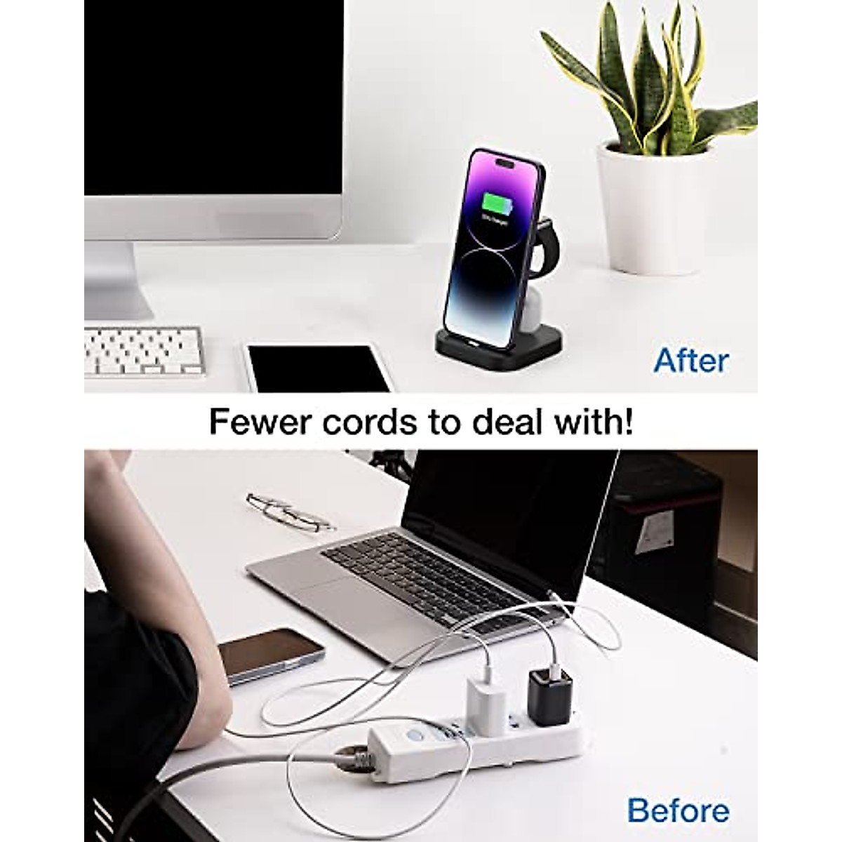 Charger Stand for Apple Multiple Devices, Fanisic Wireless Charger for Apple iWatch 8/SE/7/6/5/4/3/2, Fast 3 in 1 Charging Dock/Station for iPhone 14/13/12/11/X/8/7/6/5Series AirPods Pro 2/Pro/3/2/1