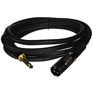 Monoprice XLR Male to 1/4-Inch TRS Male Cable - 6 Feet - Black, 16AWG, Gold Plated, High Fidelity and Eliminate Noise in the Recording Studio and On Stage - Premier Series