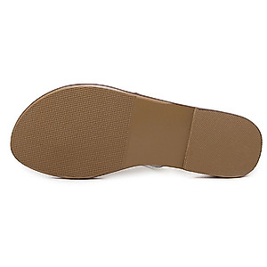 Hinyyrin Women's Rhinestone Sandals Silver Gladiator Sandals Summer Flat Dress Sandals Beach Wedding Banquet Size 7