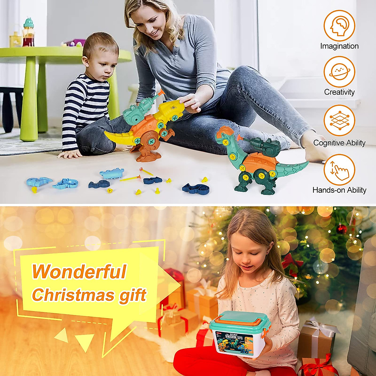 Loktung Take Apart Dinosaur Toys STEM Building Toys Set for Kids Construction Engineering Toys for 3 4 5 6 7 Year Old Boys and Girls