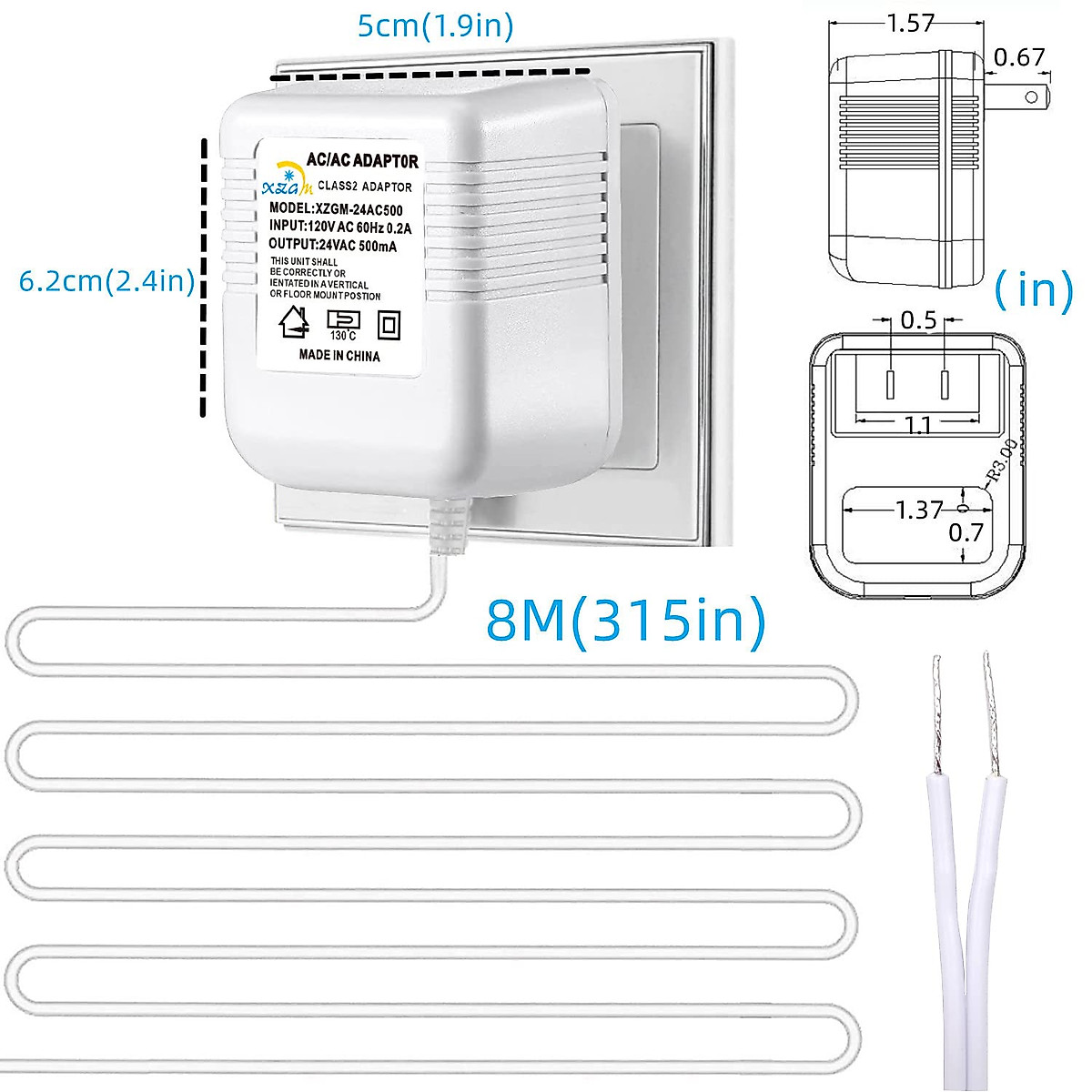 24V Doorbell Transformer Adapter Compatible with Nest Honeywell Ecobee Sensis All Versions of Ring Video Doorbells Thermostats Power Supply Adapter (26FT White, 12.0, Watts)