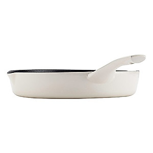 Ayesha Curry Enameled Cast Iron Skillet/Fry Pan with Pour Spouts, 10 Inch, French Vanilla