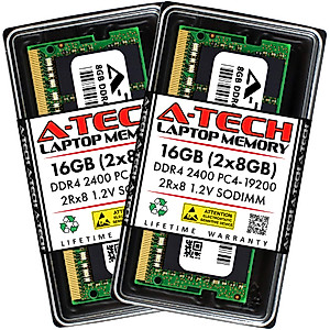 A-Tech 16GB (2x8GB) DDR4 2400MHz SODIMM PC4-19200 2Rx8 Dual Rank 260-Pin CL17 1.2V Non-ECC Unbuffered Notebook Laptop RAM Memory Upgrade Kit
