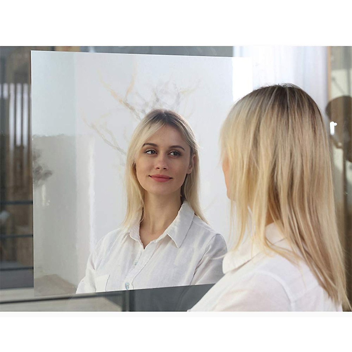 MANMAOHE 2Pcs Large Flexible Mirror Sheets 19.7x39.4 Inch Self Adhesive Non Glass Mirror Tiles Plastic Cuttable Full Body Mirror Sheet Large Mirror Stickers for Bathroom Bedroom Home Wall Decor(2pcs)