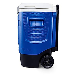 Igloo 5 Gallon Wheeled Portable Sports Cooler Water Beverage Dispenser with Flat Seat Lid, Blue, Model Number: 42256