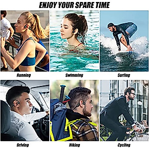 Tonfarb Bone Conduction Headphones Open Ear Wireless Bluetooth Headset with Mic Sweat Resistant Bone Conducting Earphones for Running Fitness Office Home Workouts Cycling (Black-Swimming)