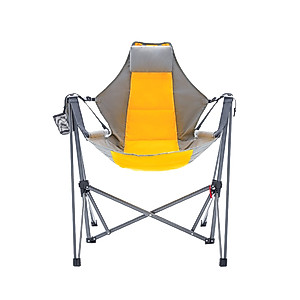 Stream Design Portable Swing Hammock Chair | Foldable Recliner Rocking Lounger with Headrest and Drink Holder | For Outdoor & Sports, Beach, Lawn, Hunting, Tailgating, Fishing | Supports 300 Lbs