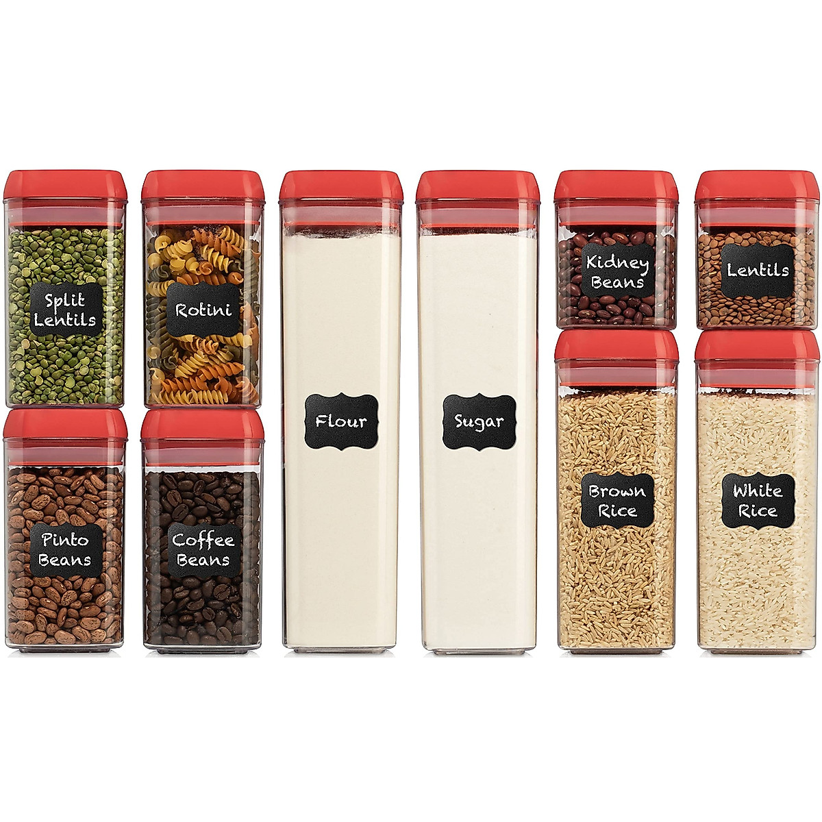 Airtight Food Storage Containers For Kitchen Organization 10 Pc - Food Canisters with Durable Lids, Labels & Marker - BPA Free For Pantry Organization & Storage: Cereal, Flour & Sugar Containers