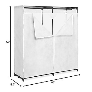Whitmor Extra Wide Clothes Closet, White, 60"