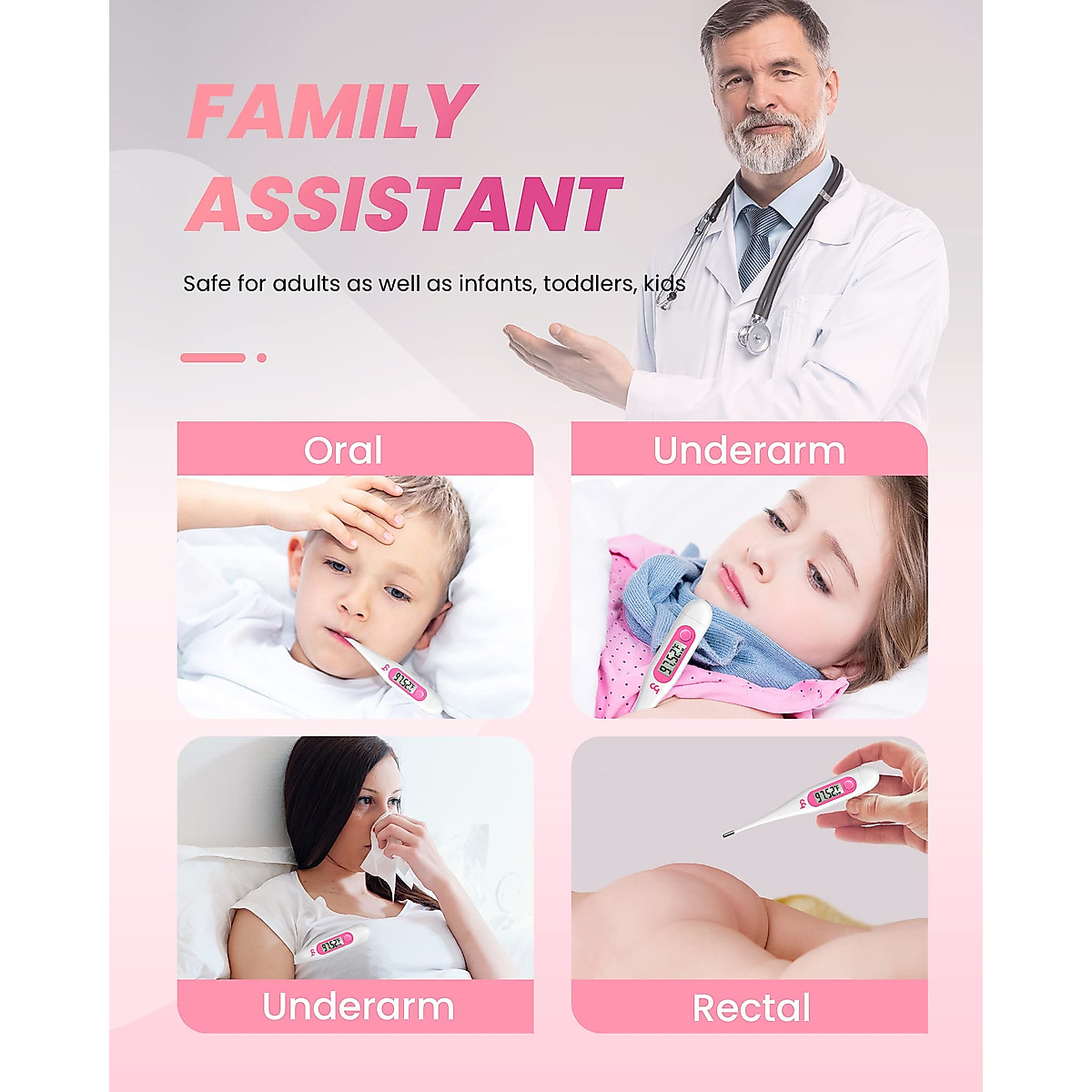 femometer Digital Basal Thermometer, Accurate Baby Thermometer for Fever, 1/100th Degree High-Precision Oral Thermometer for Pregnancy & Natural Family Plan Pink