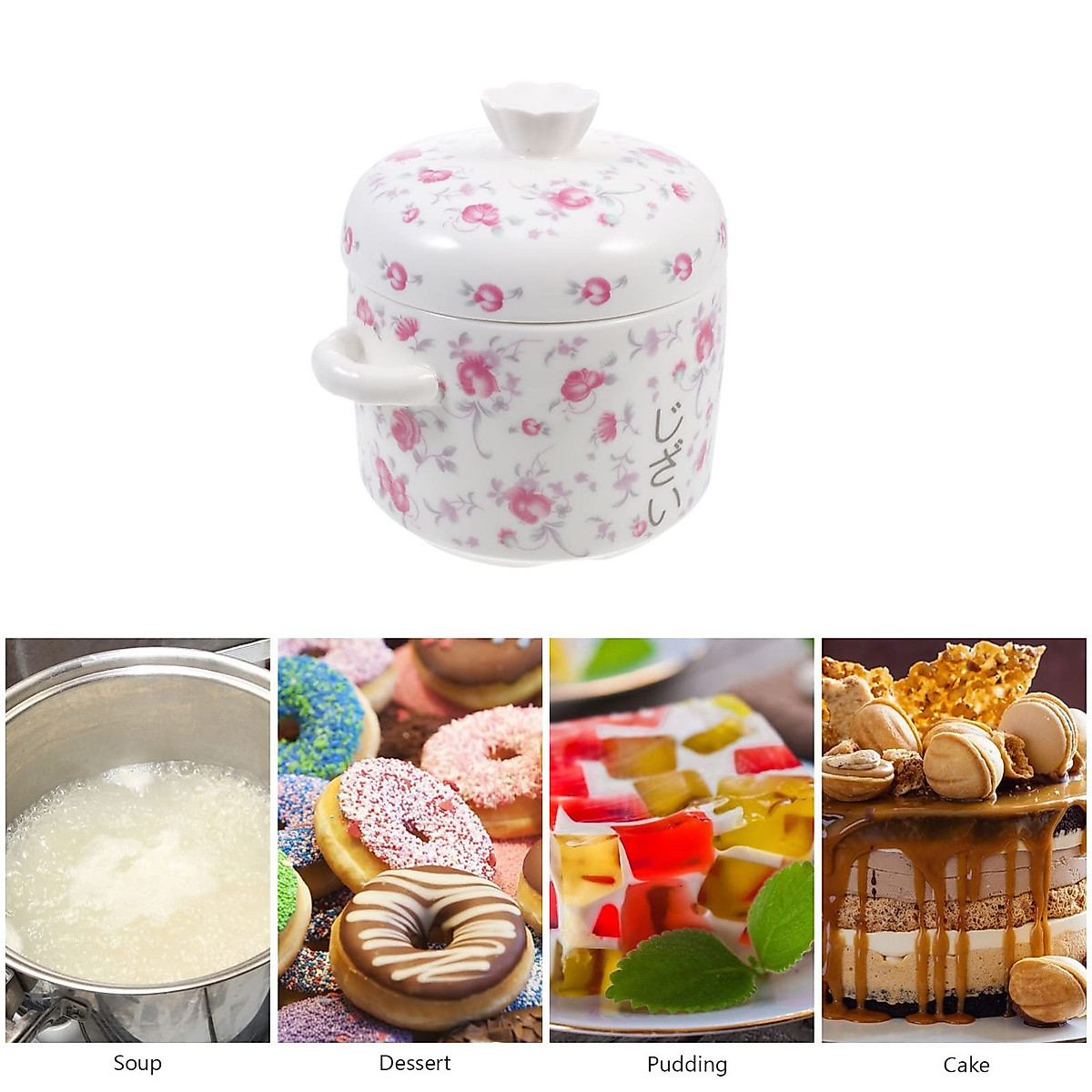 Angoily Ceramic Stew Pot with Lid and Handle Steam Soup Bowl Steaming Cup for Egg Custard Medicinal Birds Nest Pink