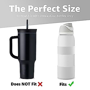 Jmoe USA Silicone Boot Sleeve + Hand Grip for Owala 40oz Water Bottle | BPA Free & Food-Grade Silicone Rubber | Protective Anti-Slip Bottom Bumper Cover | Protects Against Dents & Scratches (White)
