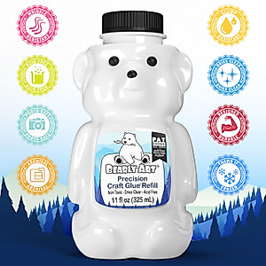 Bearly Art Precision Craft Glue 11fl oz Refill - Archival Acid Free - Dries Clear - Wrinkle Resistant - Flexible and Crack Resistant - Strong Hold Designed Tough - Made in USA