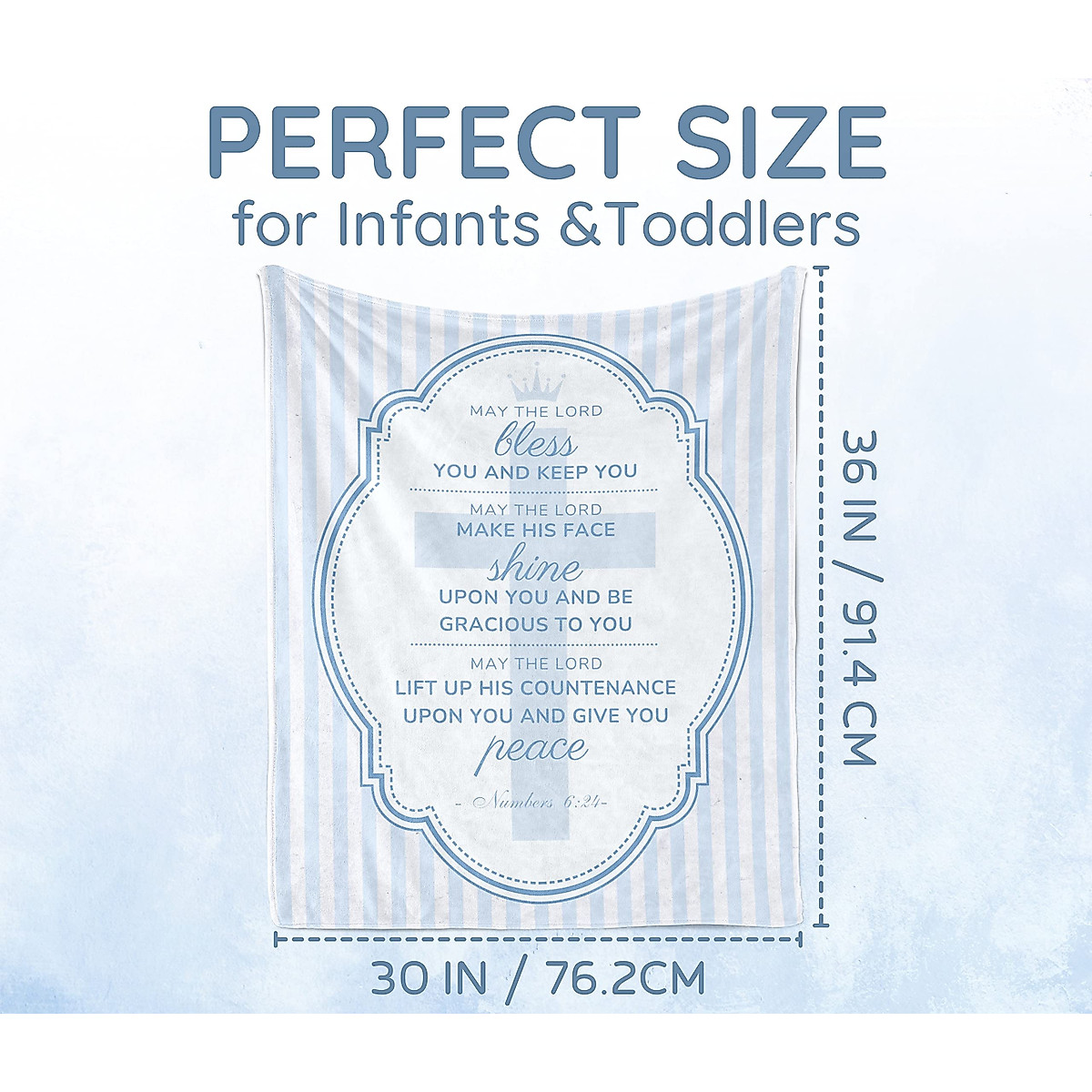 Baptism Gifts for Boys, Girls - Baptismal Gifts, Christening Gifts for Baby Boys, Girls - Baby Dedication Gifts from Godmother, Godfather, Godparent - Blue and White Flannel Blanket, 30"x 36"