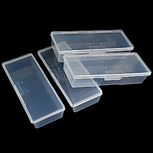 MARYTON Clear Box Storage Case for Organizing Professional Pedicure Manicure Kit and Nail Supplies, Plastic Box Nail Art Kits Tools Organizer, 4-Count