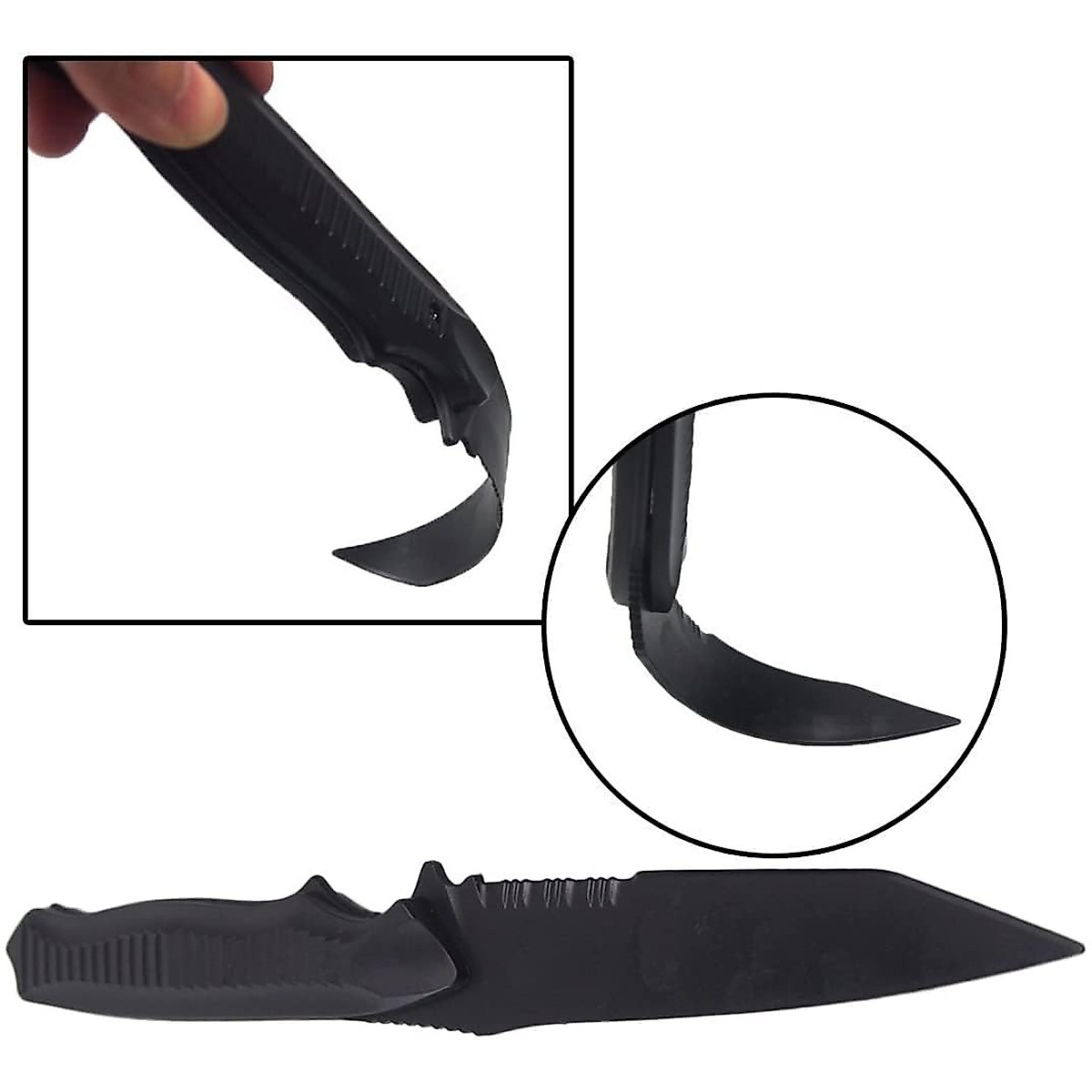 ESH7 Tactical Rubber Knife Military Enthusiasts Funning Cosplay Toy Sword Training Props War Game Knife Dagger Blade Rubber Fake Knives with Scabbard/Sheath