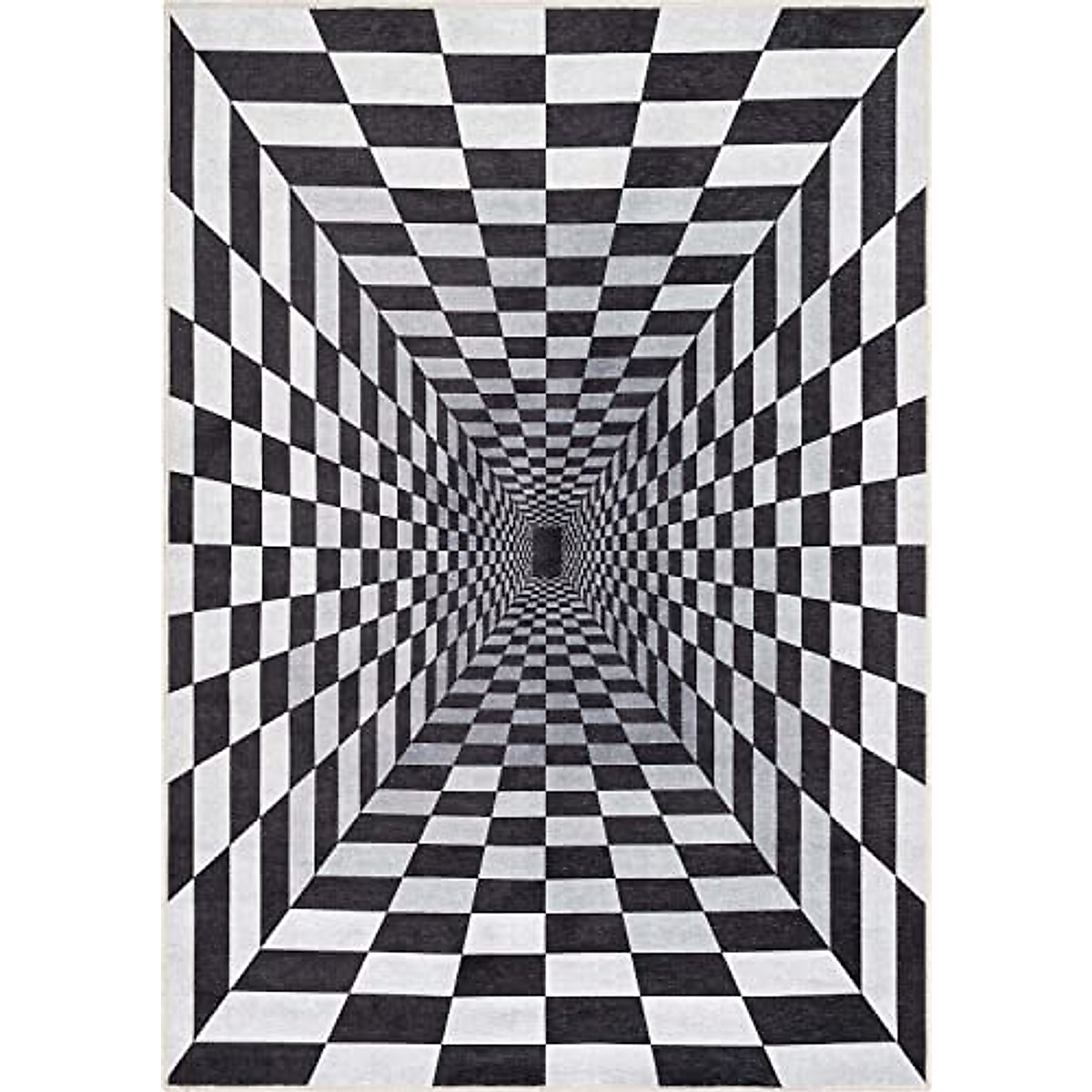 Well Woven Warp Hole Black & White 3D Vortex Optical Illusion 3'3" x 5' Bottomless Hole Area Rug