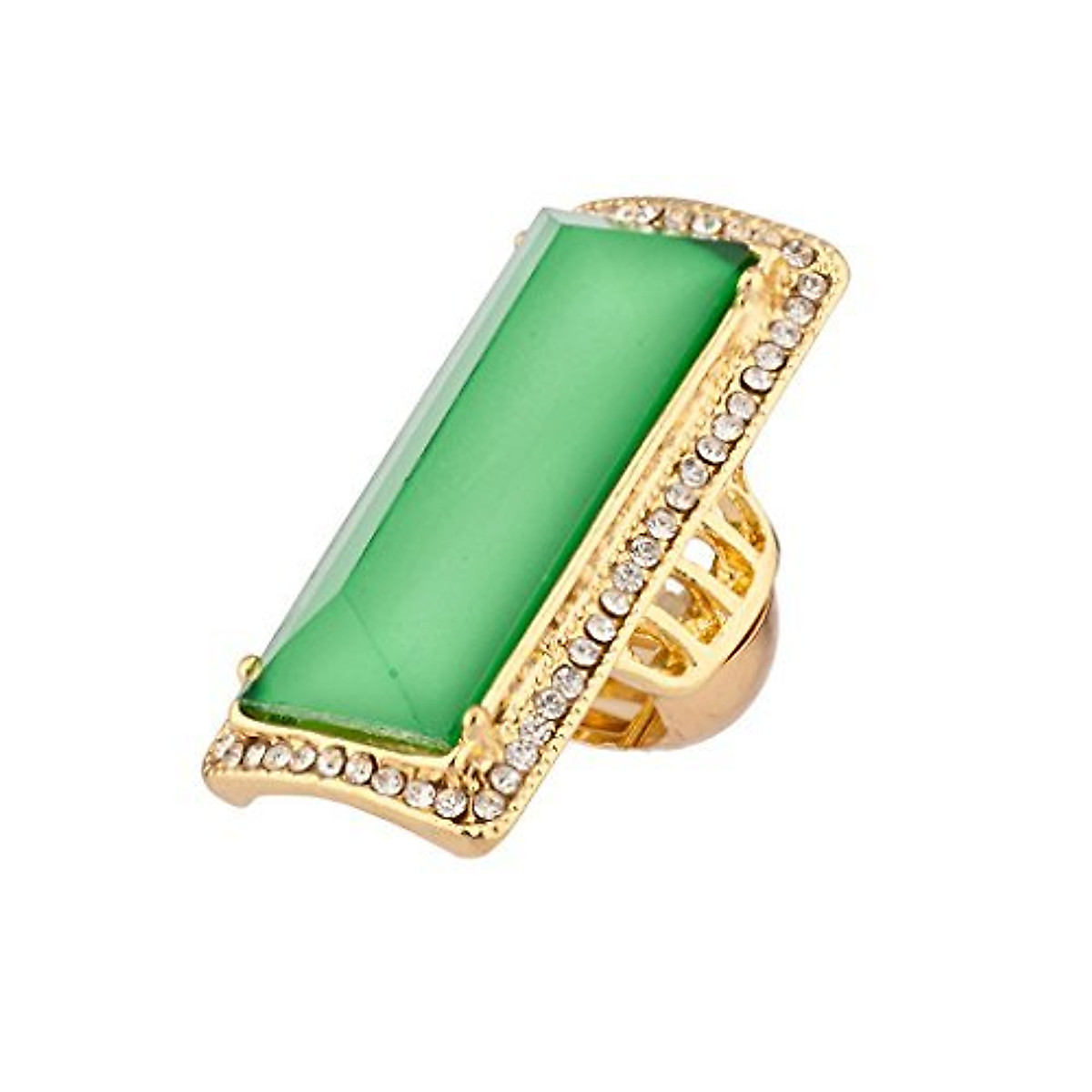 LUX ACCESSORIES Lime Green Pave Crystal Cocktail Stretch Ring