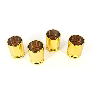 HUNTPAL 50 Caliber Shot Glass Set of 4 Shot Glasses, Plastic Golden Shiny Surface Drinking Cup Opaque Mug Wineglass Novelty Gift Mancave Decoration